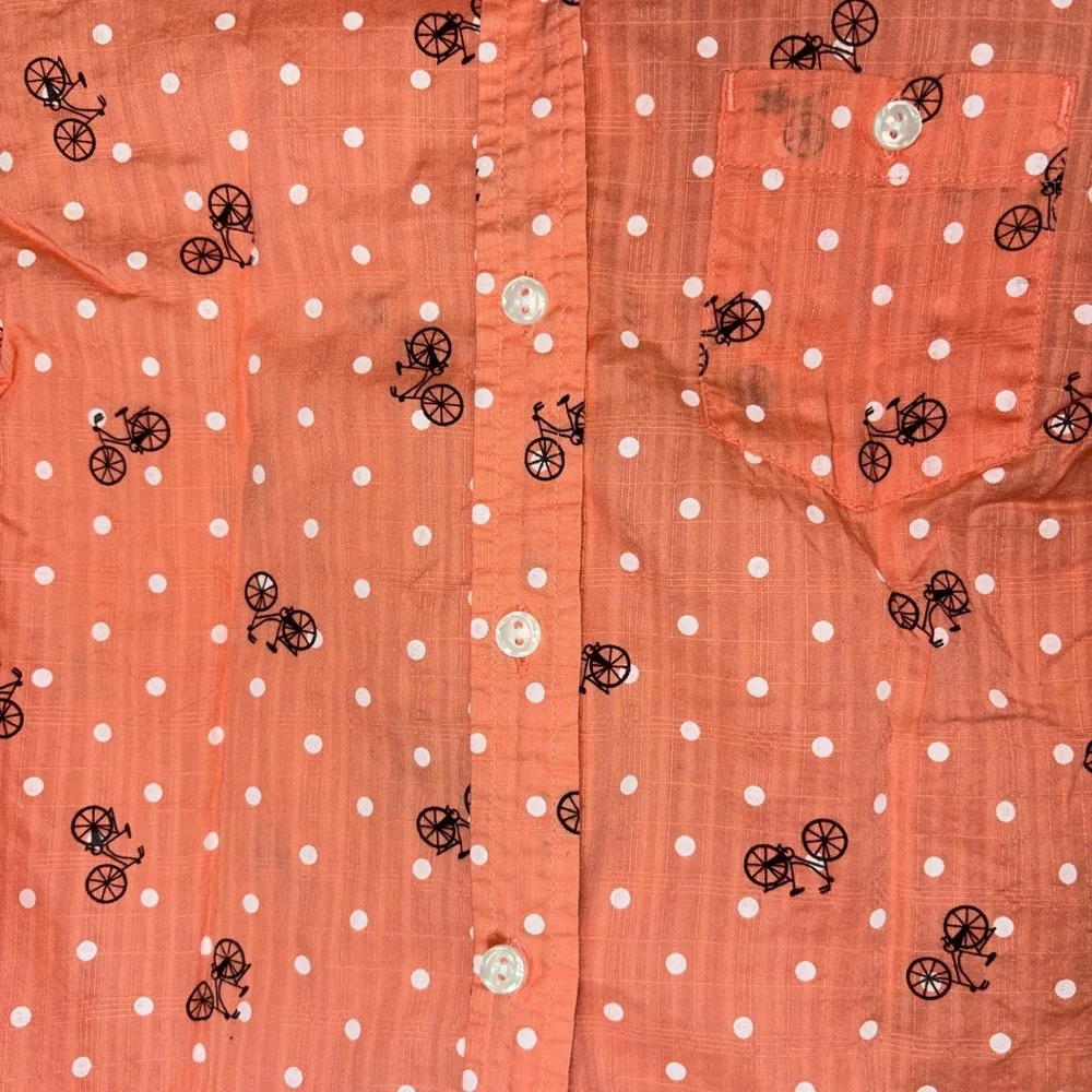 Karen Scott | Tops | Karen Scott Coral Polka Dot Bicycle Shirt | Poshmark